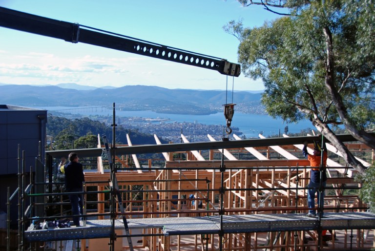 Purlins, rafters and butterfly roofs | Hobart hill house